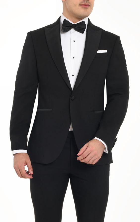 Dobell Black Tuxedo with Peak Lapel | Dobell
