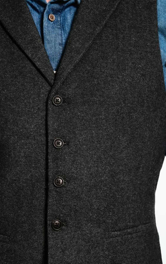 Dobell Grey Donegal Tweed Vest with Notch Lapel | Dobell