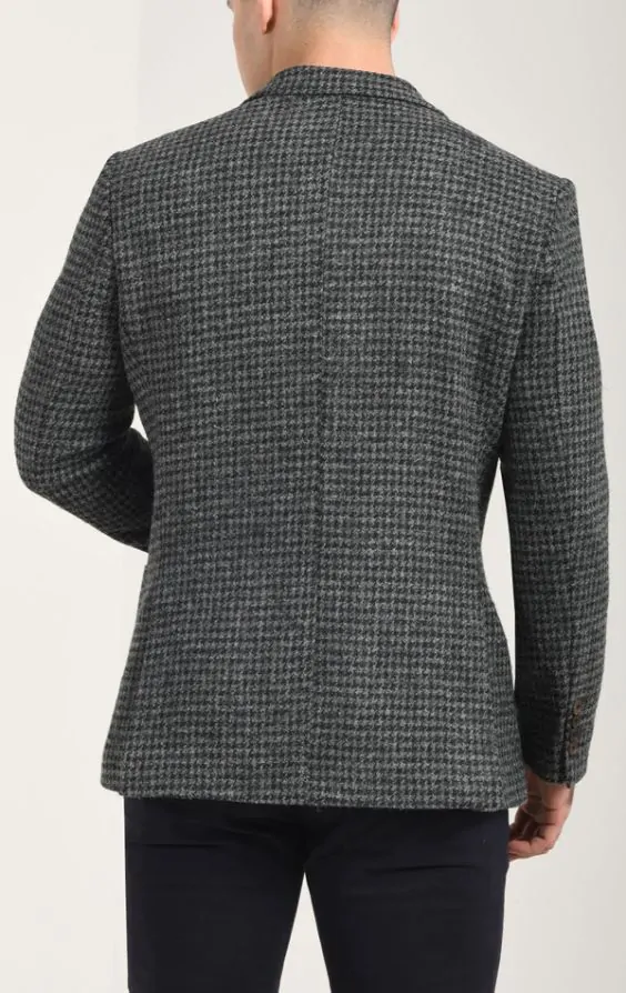 Harris Tweed Grey Dogtooth Tweed Country Jacket | Dobell