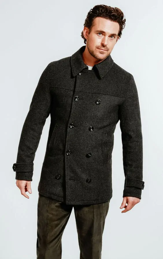 Dobell Charcoal Grey Reefer Overcoat | Dobell