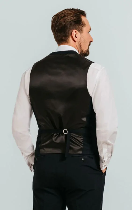Dobell Navy Double Breasted Tuxedo Vest | Dobell