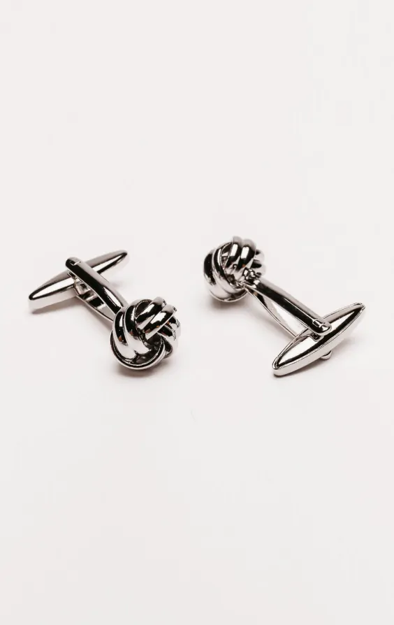 Dobell Silver Coloured Large Knot Cufflinks | Dobell