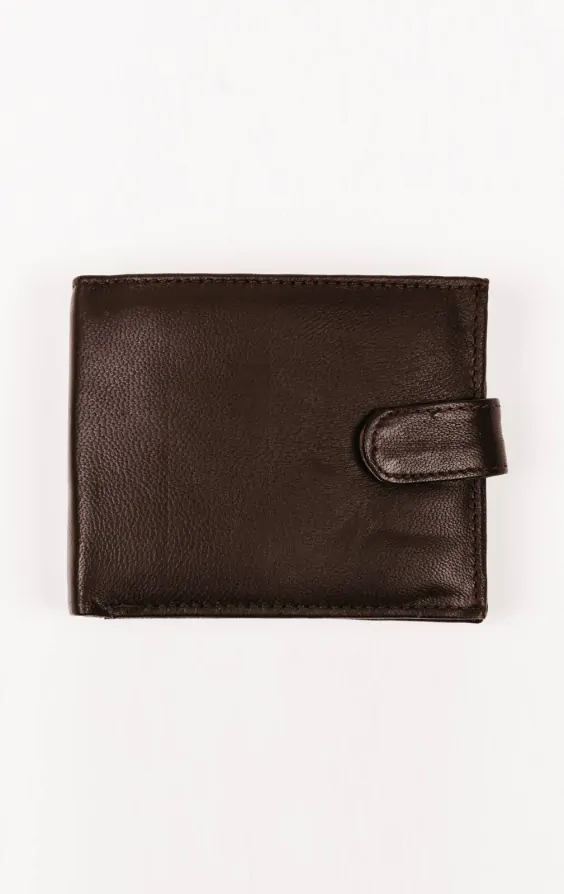 Brown Leather Trifold RFID Wallet with Popper Closing | Dobell