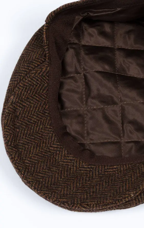 Brown Herringbone Tweed Flat Cap | Dobell