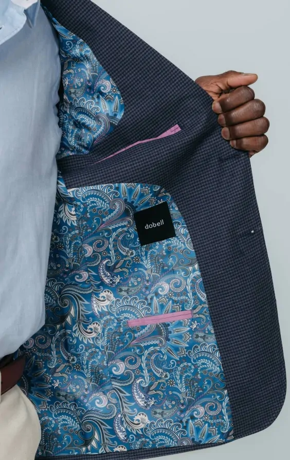 Navy Puppytooth Check Jacket | Dobell