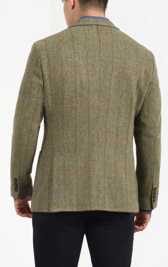 Dobell Green Windowpane Check Wool Blend Tweed Jacket | Dobell