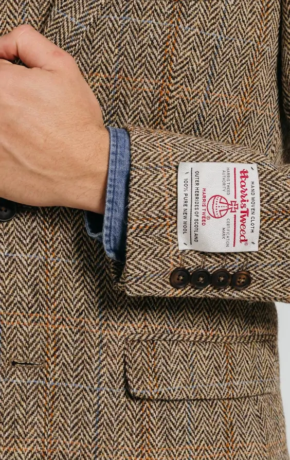 Harris Tweed Brown Windowpane Tweed Jacket | Dobell