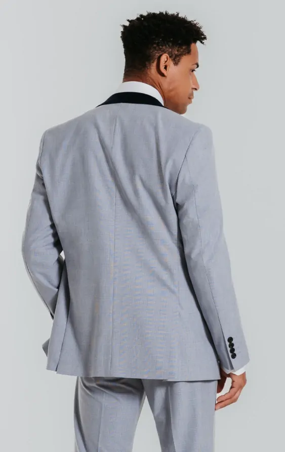Dobell Light Blue Check Suit Jacket with Contrast Trims | Dobell