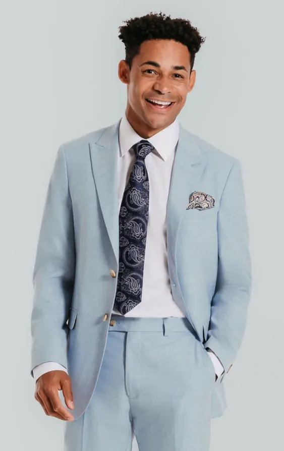Dobell Light Blue Suit Jacket with Peak Lapel | Dobell