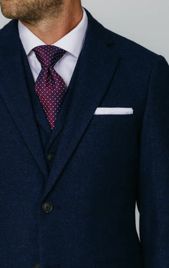 Navy Donegal Tweed 3 Piece Suit | Dobell