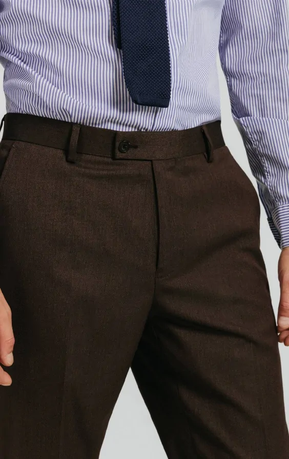 Brown Twill Suit Trousers | Dobell