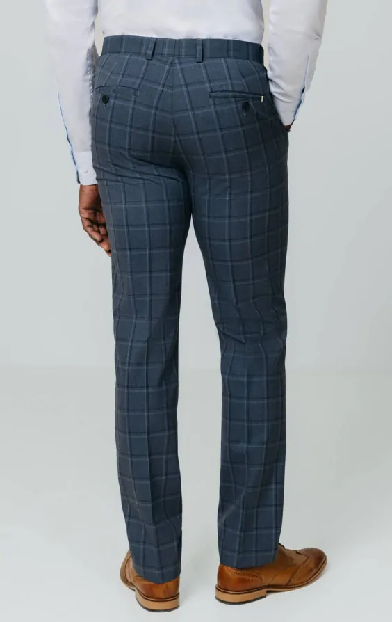 Blue Bold Windowpane Check Suit Trousers | Dobell