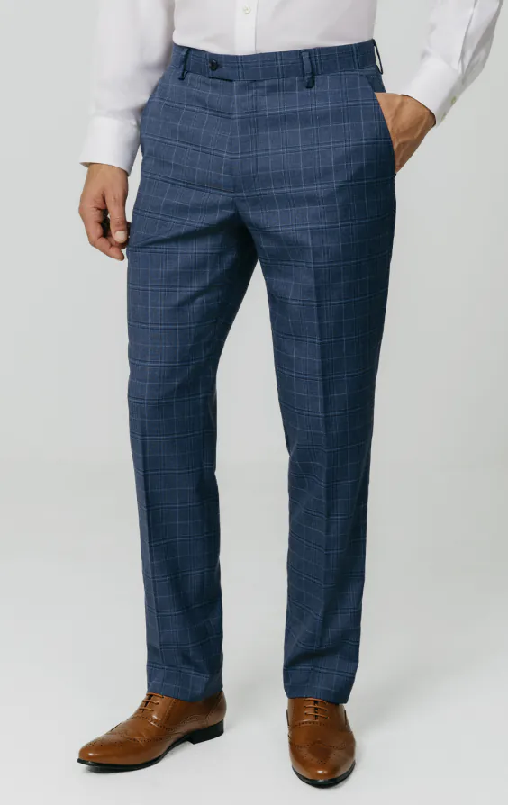 Blue Check Suit Trousers | Dobell