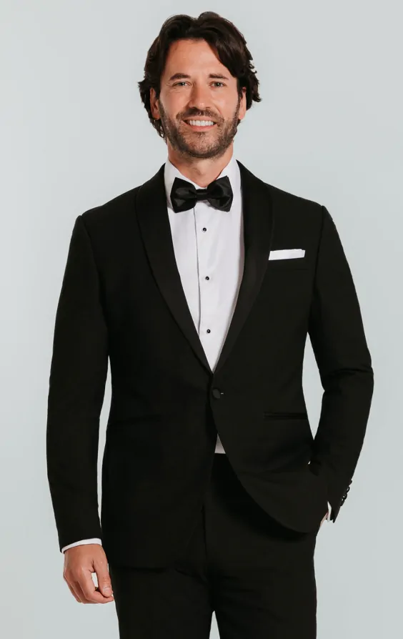 Black Slim-Fit Tuxedo with Shawl Lapel | Dobell