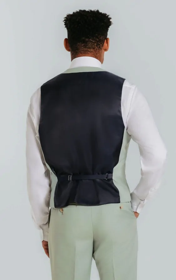 Dobell Pale Green Double Breasted Vest | Dobell