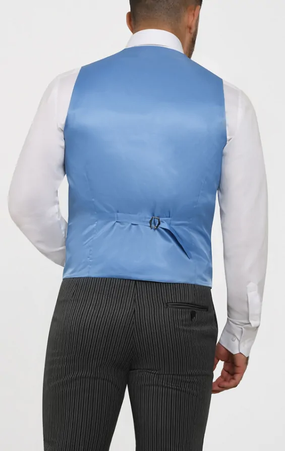 Dobell Light Blue Floral Jacquard Vest | Dobell