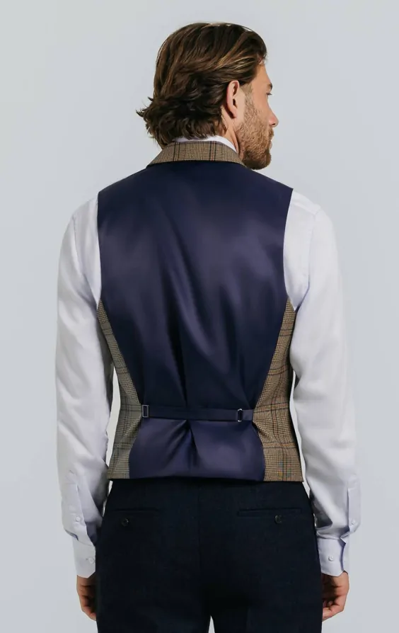 Brown Bold Check Vest | Dobell