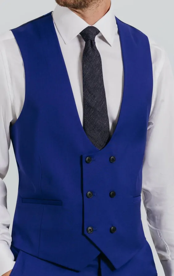 Bright Blue Double Breasted Vest | Dobell
