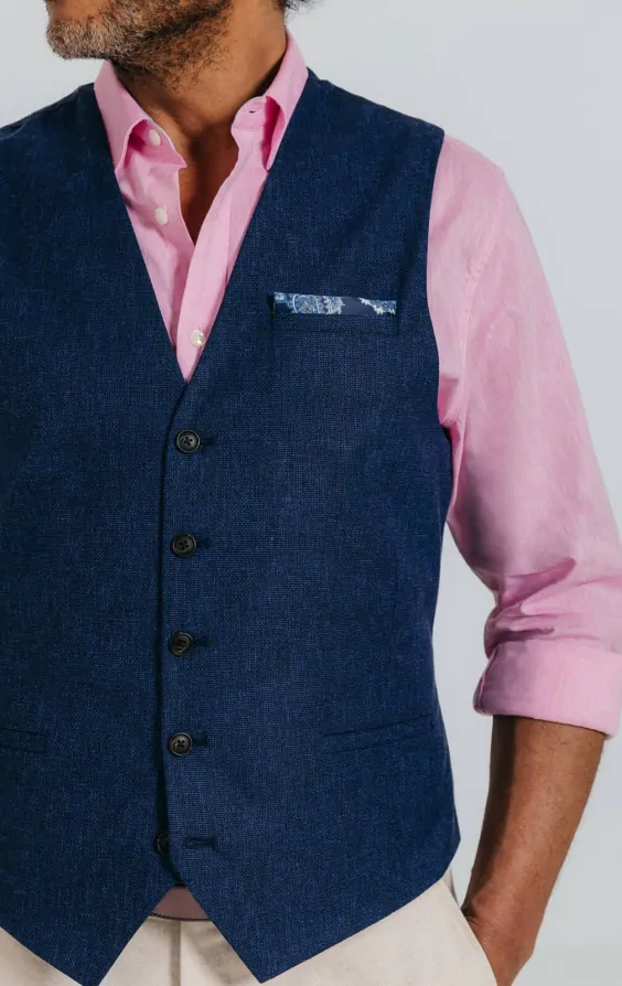 Navy Textured Vest | Dobell