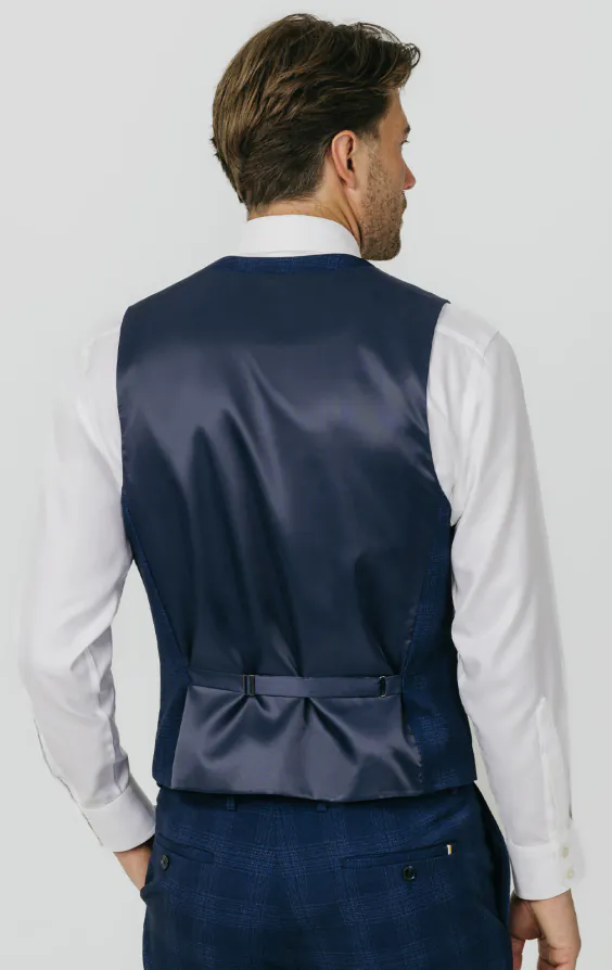 Royal Blue Shadow Check Vest | Dobell