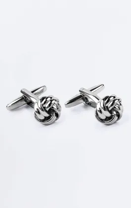Silver Coloured Large Knot Cufflinks | Dobell