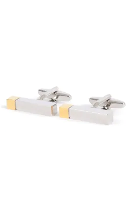 Silver & Gold Coloured Rectangular Cufflinks | Dobell