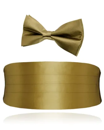 Gold Silk Cummerbund & Pre-Tied Bow Tie Set | Dobell