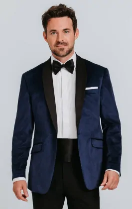 Navy Blue Velvet Jacket | Dobell