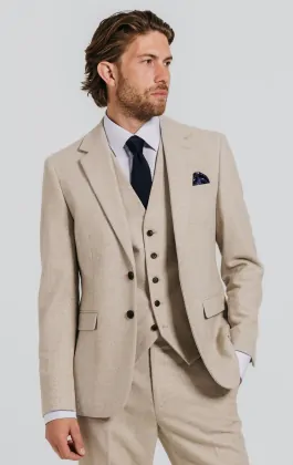 Stone Twill Tweed 3 Piece Suit | Dobell