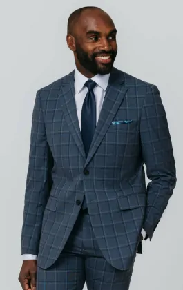 Blue Bold Windowpane Check Suit | Dobell