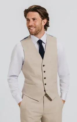 Stone Twill Tweed Vest | Dobell
