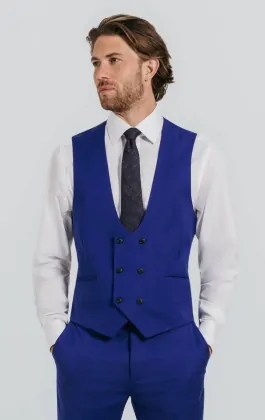 Bright Blue Double Breasted Vest | Dobell