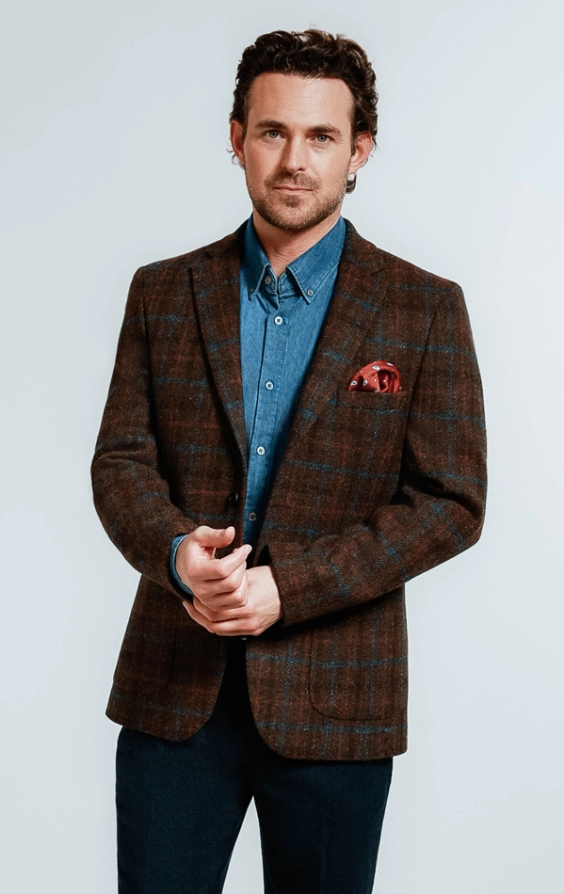Harris Tweed Dark Brown Check Tweed Jacket | Dobell