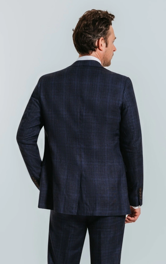 Dobell Blue Check Linen Jacket | Dobell