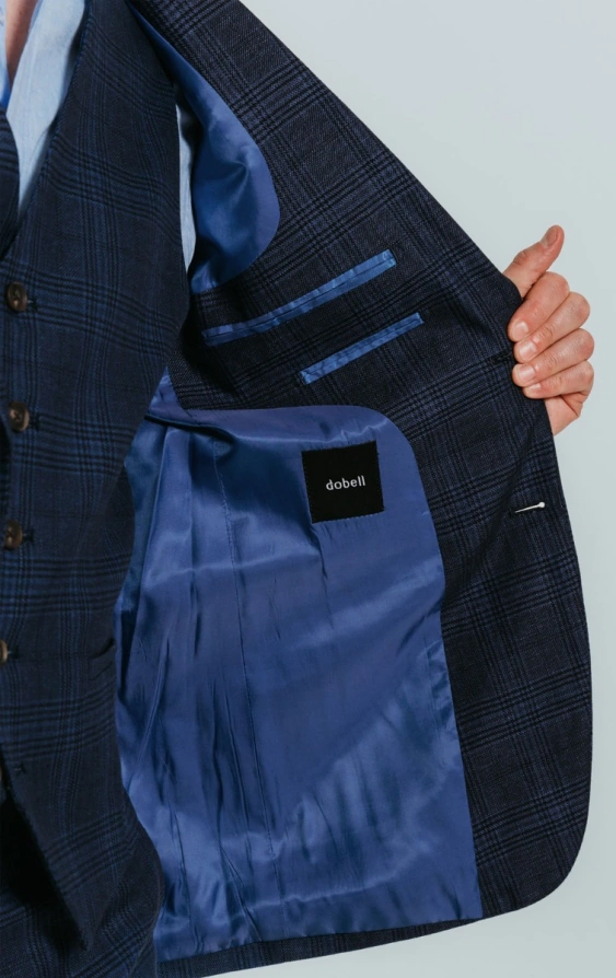 Dobell Blue Check Linen Jacket | Dobell