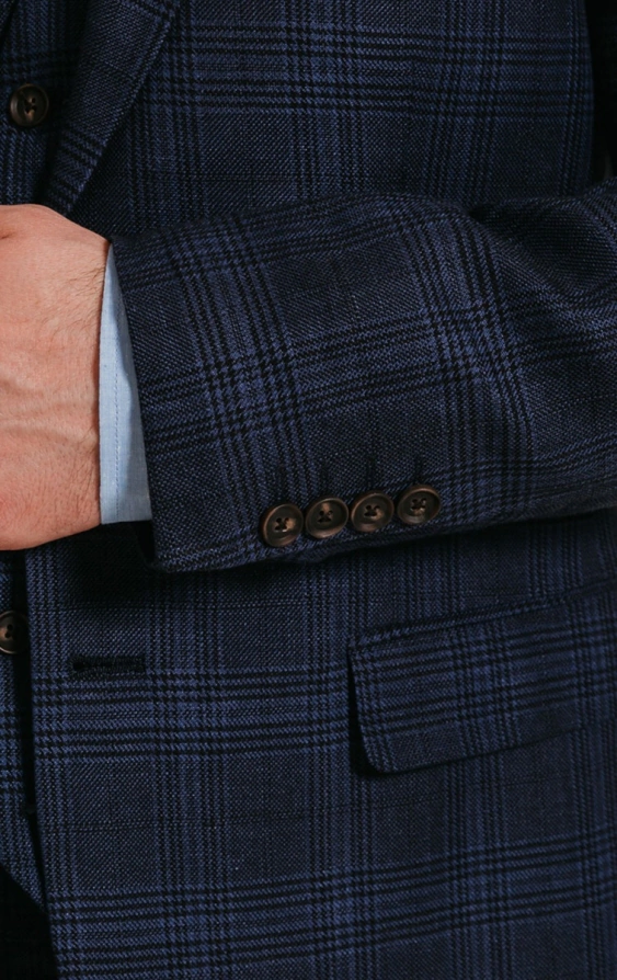 Dobell Blue Check Linen Jacket | Dobell